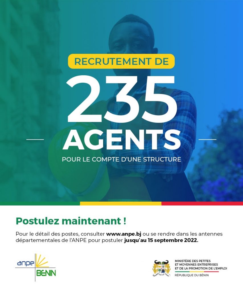 L’AnpE RECRUTE DEUX CENT TRENTE-CINQ (235) AGENTS POUR LE COMPTE D'UNE ...
